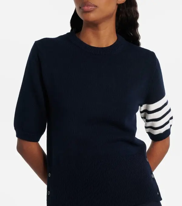 Thom Browne 4-bar Knitted Virgin Wool Sweater - Blue