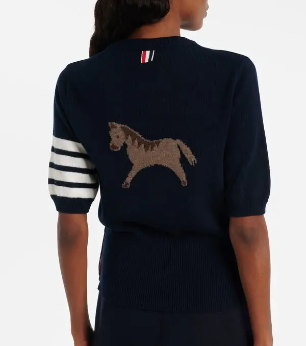 Thom Browne 4-bar Knitted Virgin Wool Sweater - Blue