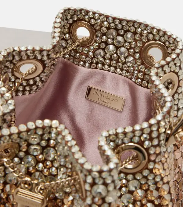 JIMMY CHOO Bon Bon Embellished Bucket Bag - Gold