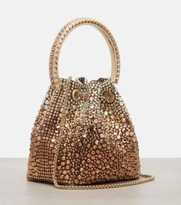 JIMMY CHOO Bon Bon Embellished Bucket Bag - Gold