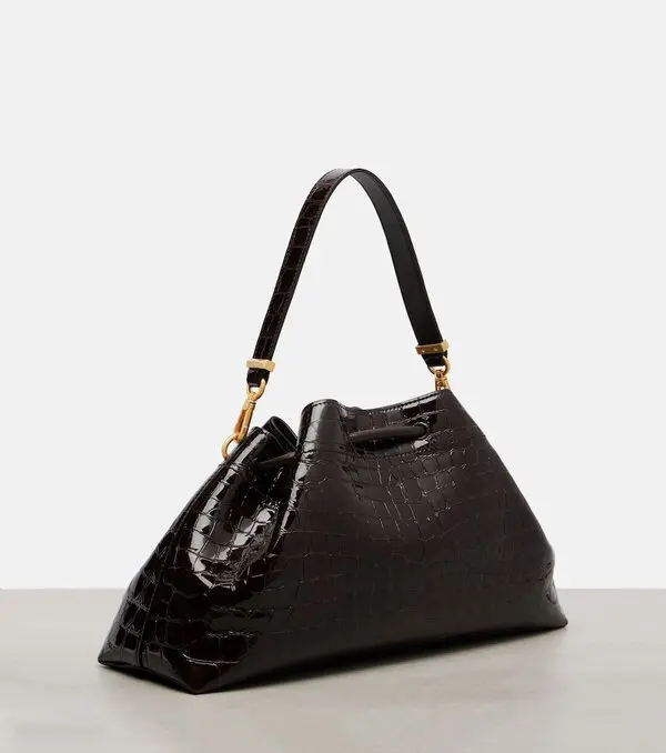 JIMMY CHOO Cinch Medium Croc-effect Leather Bucket Bag