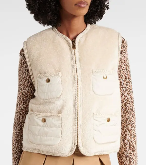 Moncler Mimosas Teddy Down Vest - Beige