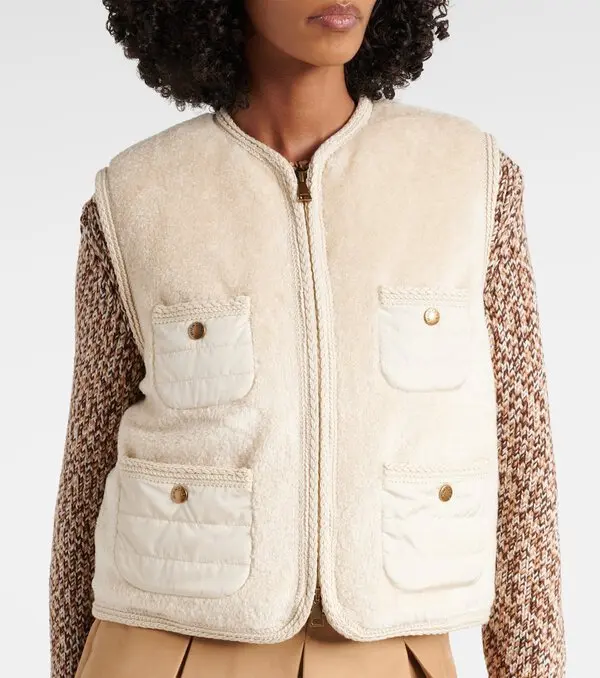 Moncler Mimosas Teddy Down Vest - Beige