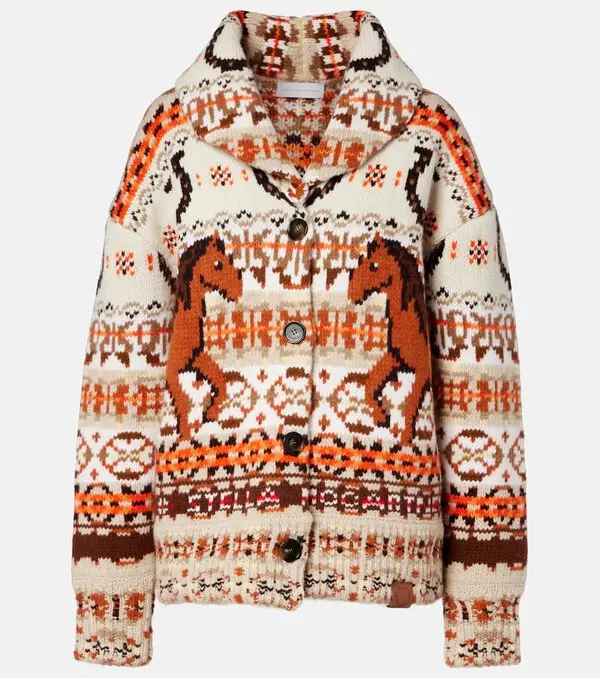 Stella McCartney Intarsia Oversized Virgin Wool Cardigan - Multicoloured