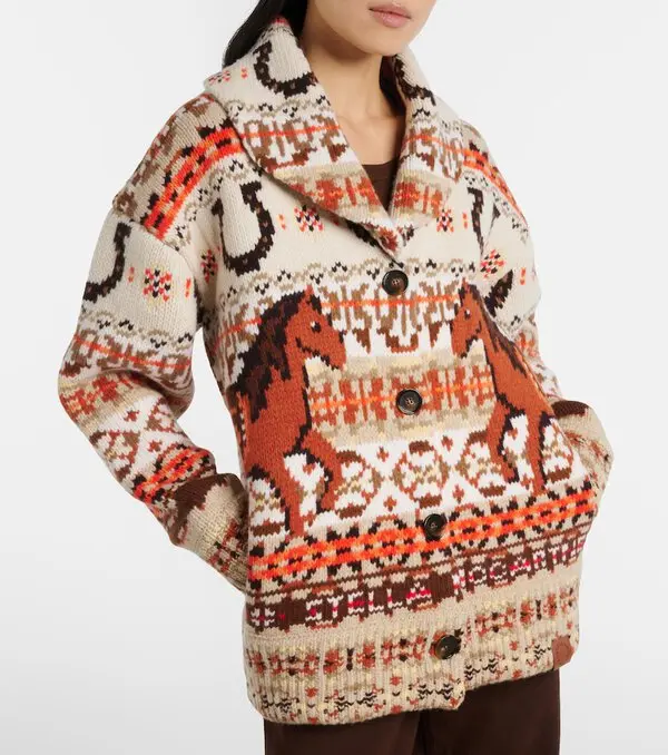 Stella McCartney Intarsia Oversized Virgin Wool Cardigan - Multicoloured