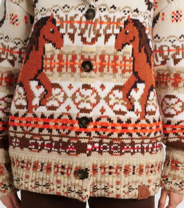 Stella McCartney Intarsia Oversized Virgin Wool Cardigan - Multicoloured