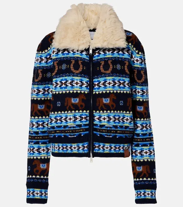Stella McCartney Intarsia Virgin Wool Zip-up Cardigan - Multicoloured