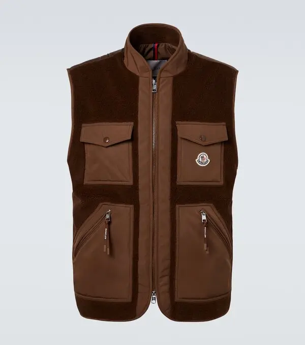 Moncler Karakai Down-paneled Teddy Vest - Brown