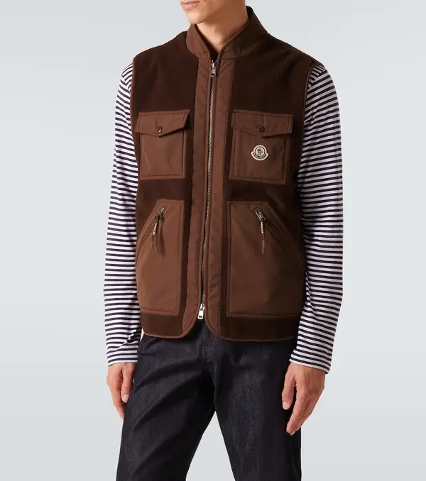 Moncler Karakai Down-paneled Teddy Vest - Brown