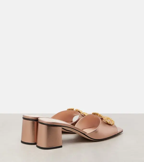 Valentino Garavani Vlogo 60 Metallic Leather Mules - Pink