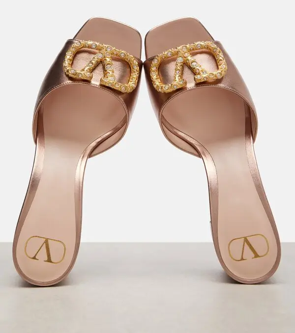 Valentino Garavani Vlogo 60 Metallic Leather Mules - Pink