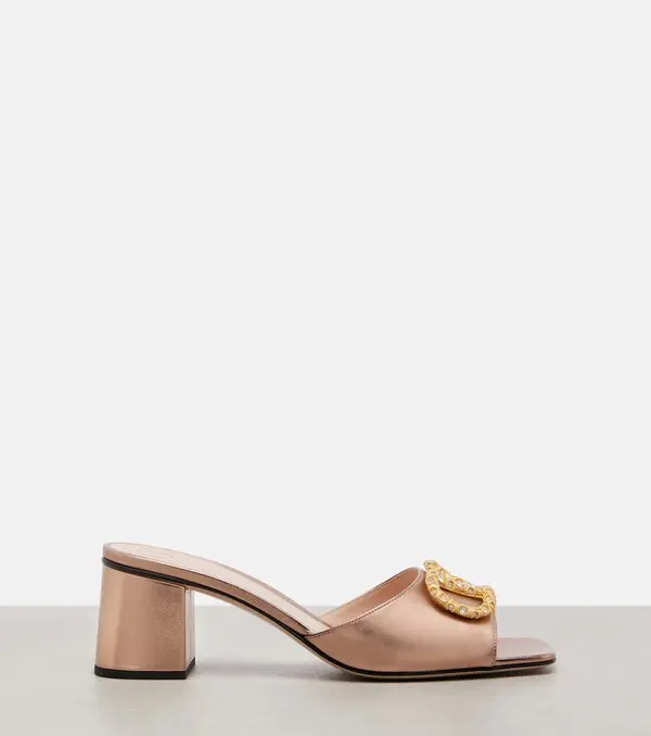 Valentino Garavani Vlogo 60 Metallic Leather Mules - Pink