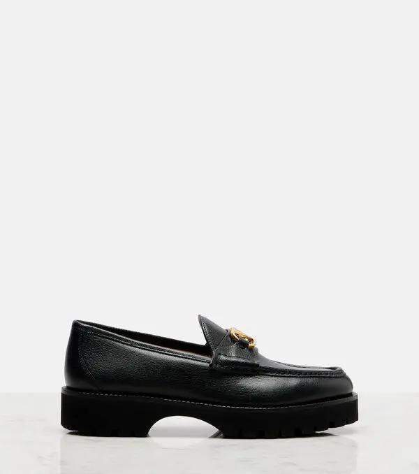 Valentino Garavani Vlogo Leather Platform Loafers