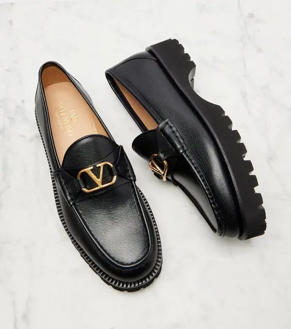 Valentino Garavani Vlogo Leather Platform Loafers