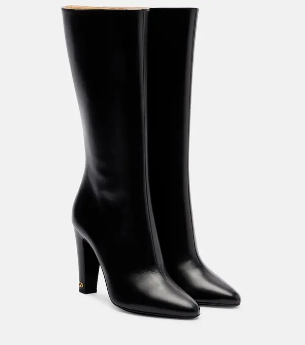 Valentino Garavani Hotty 100 Leather Knee-high Boots - Black