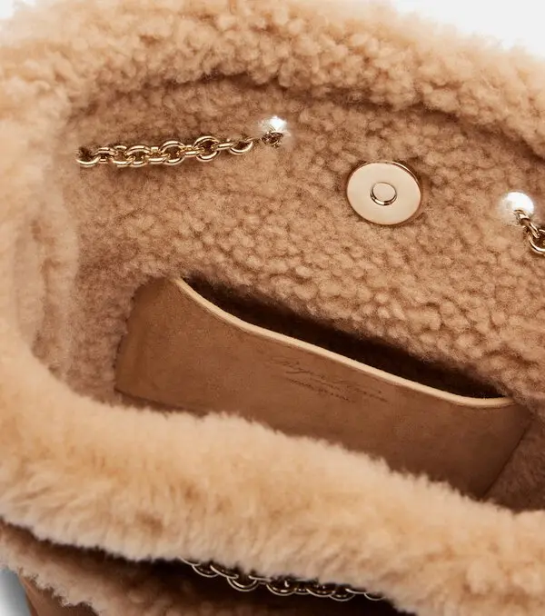 ROGER VIVIER Très Vivier Suede And Shearling Backpack - Beige