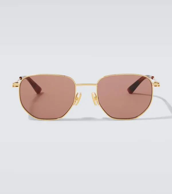 Bottega Veneta Split Round Sunglasses - Gold