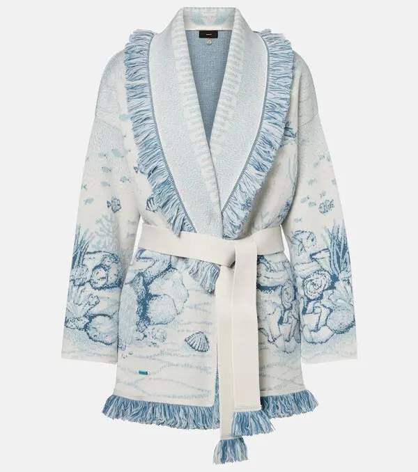 Alanui Deep In The Ocean Wool-blend Cardigan - Blue