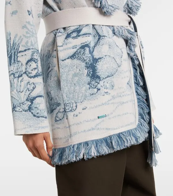 Alanui Deep In The Ocean Wool-blend Cardigan - Blue