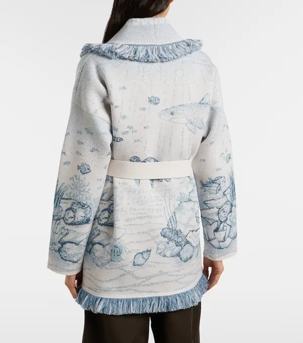 Alanui Deep In The Ocean Wool-blend Cardigan - Blue