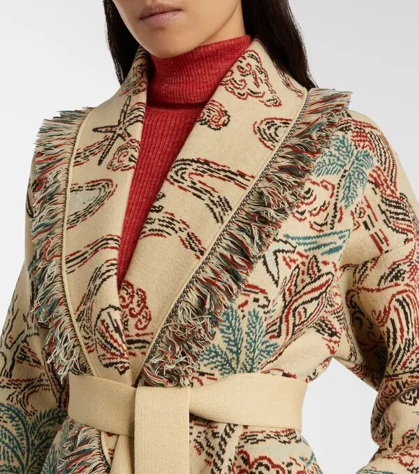 Alanui Sketched The Sea Wool Cardigan - Beige