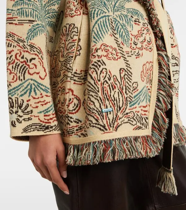 Alanui Sketched The Sea Wool Cardigan - Beige