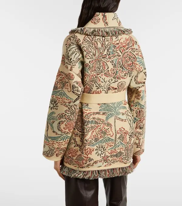 Alanui Sketched The Sea Wool Cardigan - Beige