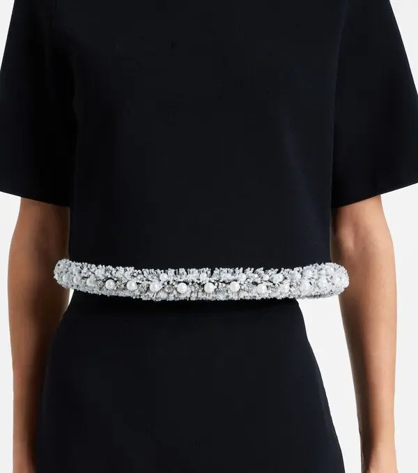 Simkhai Ozelle Embellished Knitted Crop Top