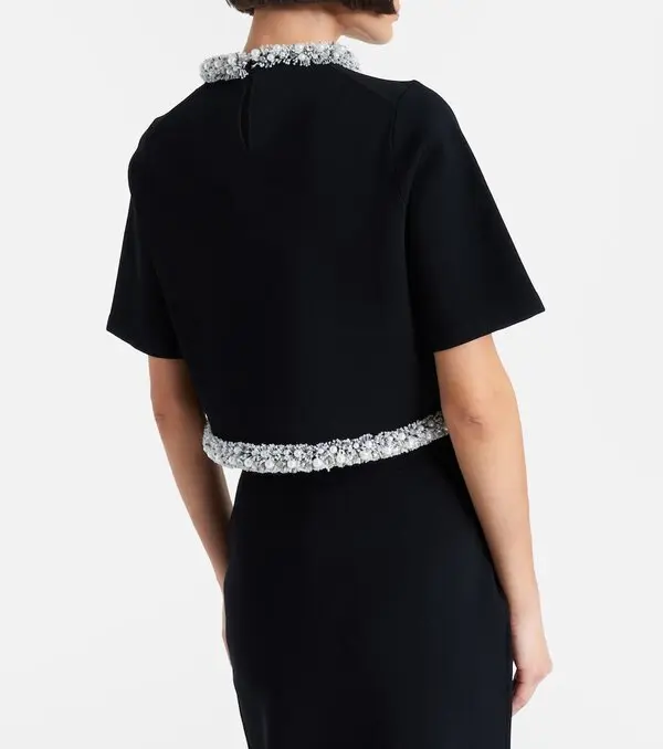 Simkhai Ozelle Embellished Knitted Crop Top