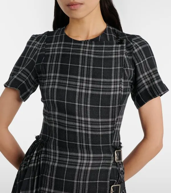 Burberry Meryl Checked Midi Dress - Grey
