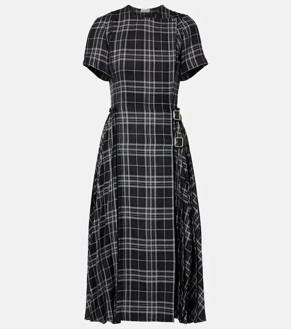 Burberry Meryl Checked Midi Dress - Grey