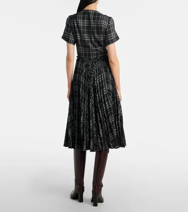 Burberry Meryl Checked Midi Dress - Grey