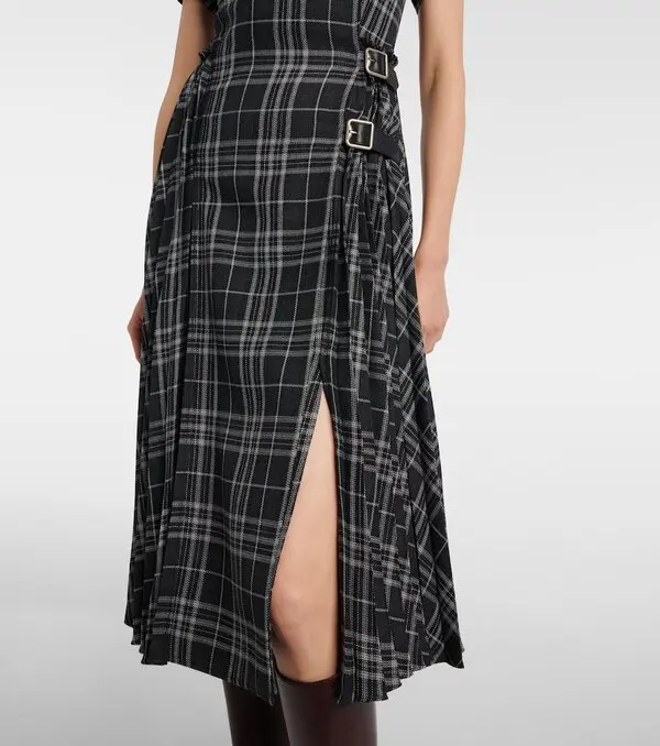 Burberry Meryl Checked Midi Dress - Grey