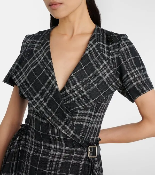 Burberry Meryl Checked Midi Dress - Grey