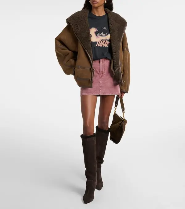 Paris Texas Stiletto 85 Shearling-trimmed Suede Knee-high Boots - Brown
