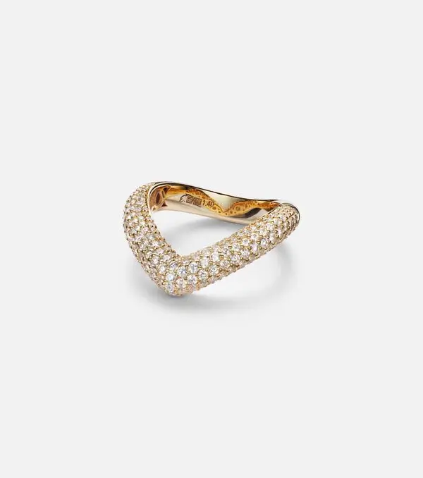 ENGELBERT Drop Link Medium' Ring With Diamonds - Gold