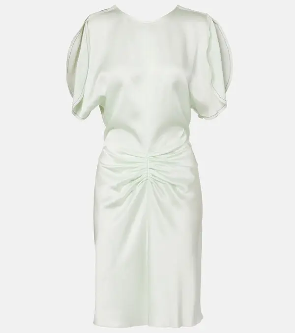 Victoria Beckham Gathered Satin Minidress - Green