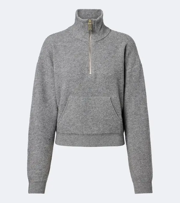 Victoria Beckham Wool And Cashmere Half-zip Sweater - Grey