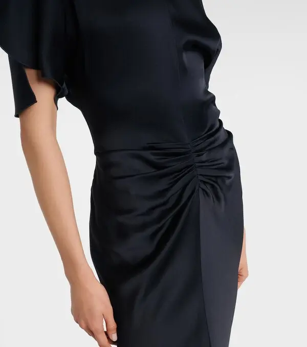 Victoria Beckham Gathered Satin Gown - Blue