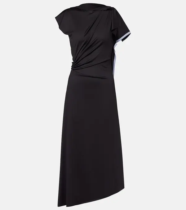 Victoria Beckham Draped Asymmetric Midi Dress - Black