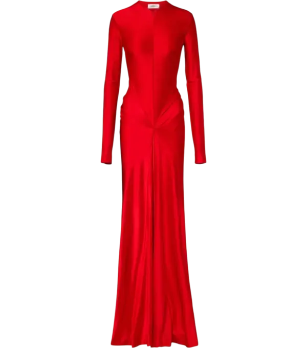 Victoria Beckham Gathe Satin Gown - Red