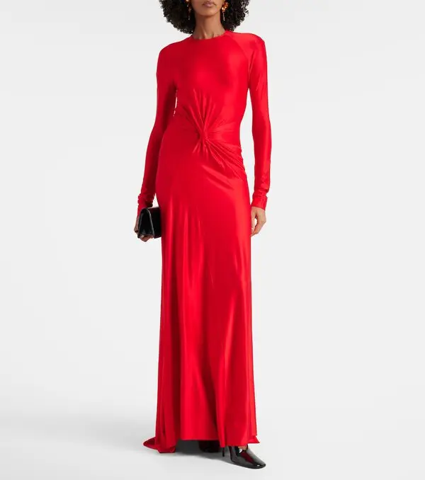 Victoria Beckham Gathered Jersey Maxi Dress