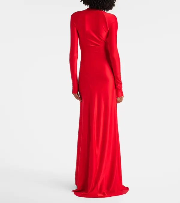 Victoria Beckham Gathered Jersey Maxi Dress