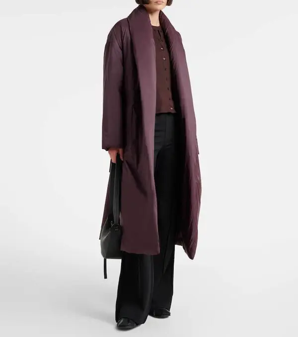 LESET Belted Taffeta Puffer Coat