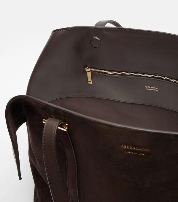 FERRAGAMO Large Suede Tote Bag - Brown