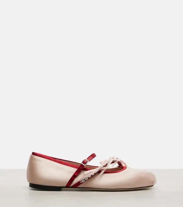 JIMMY CHOO Loli Embellished Satin Ballet Flats - Pink