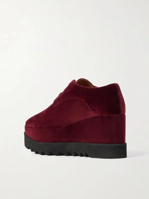 Stella McCartney Elyse Velvet Platform Brogues - Burgundy