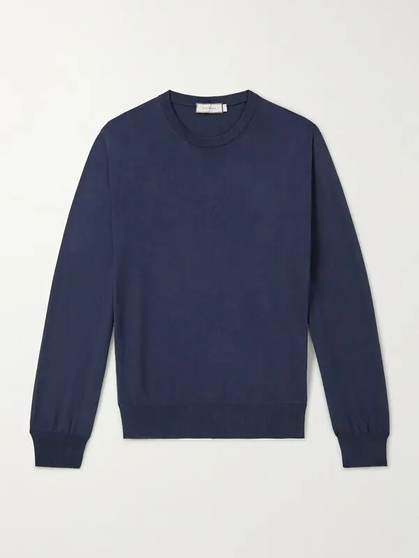 Canali Cotton Crewneck Sweater - Blue
