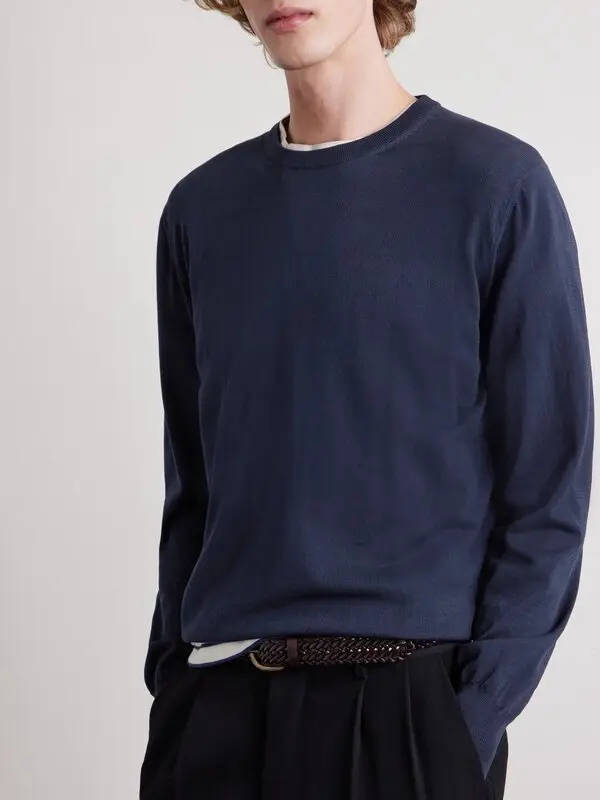 Canali Cotton Crewneck Sweater - Blue
