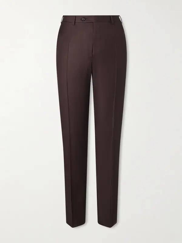 Canali Tapered Wool-twill Suit Trousers - Brown